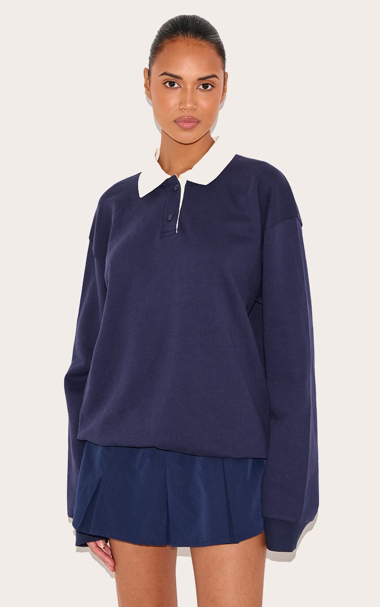 Navy Tailored Woven Box Pleated Skater Skort | Bottoms | PLT