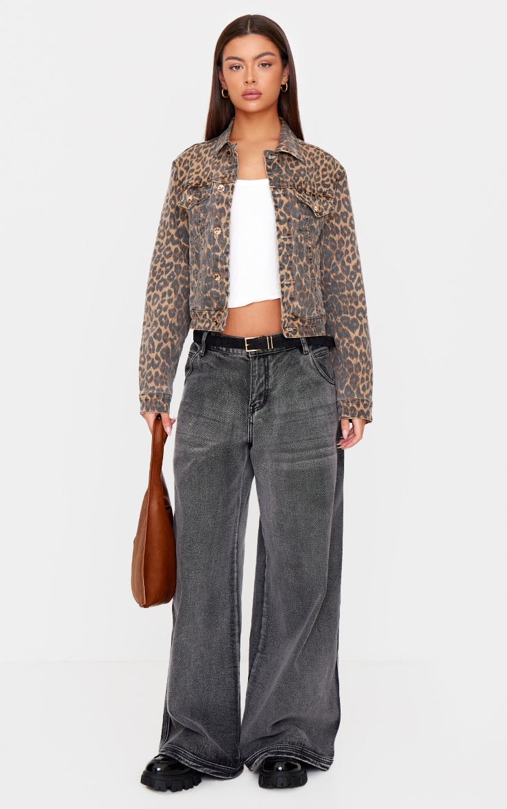 Brown Leopard Print Denim Jacket | Denim | PLT