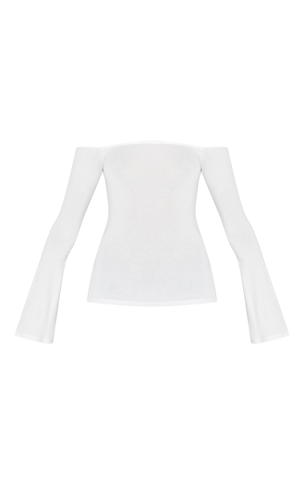 White Soft Cotton Bardot Long Sleeve Top | Tops | PLT USA