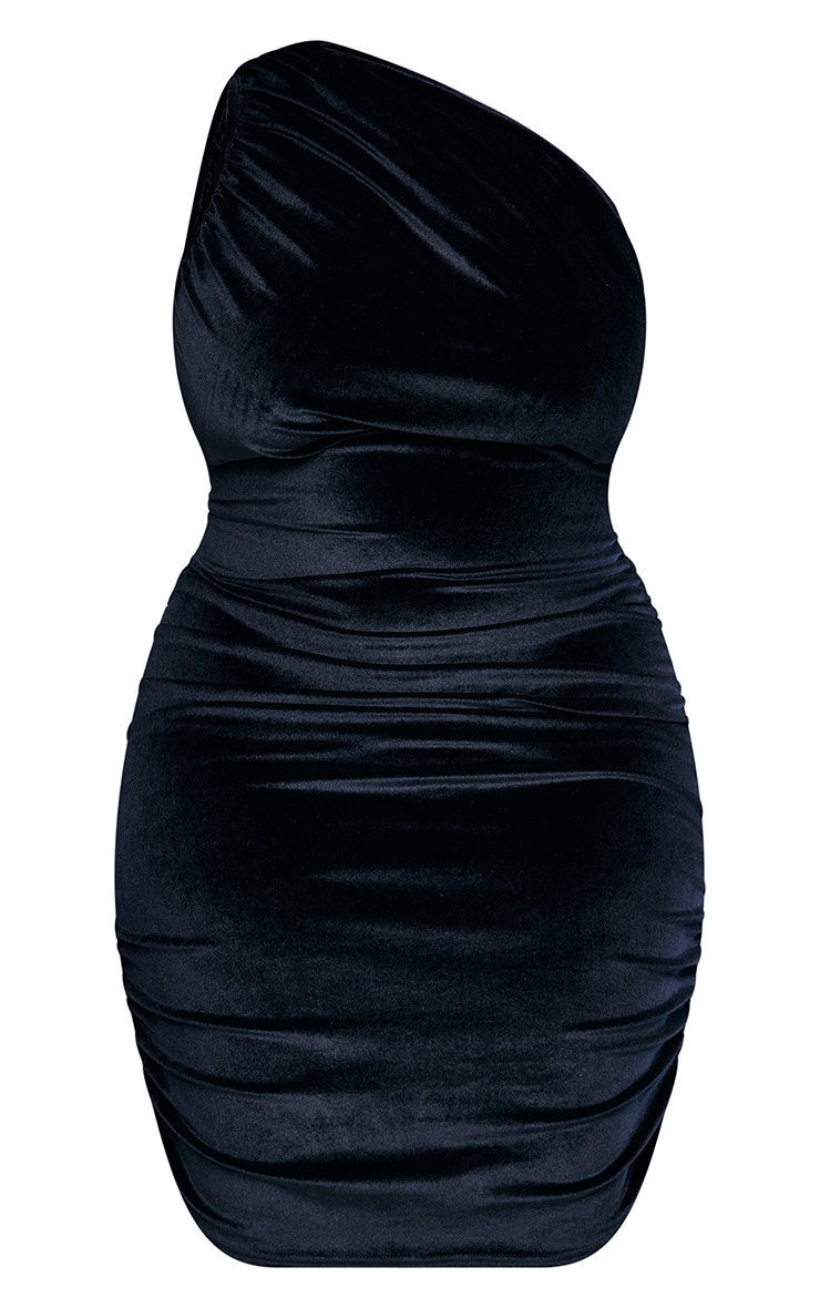 Plus Black Velvet One Shoulder Bodycon Dress | PrettyLittleThing