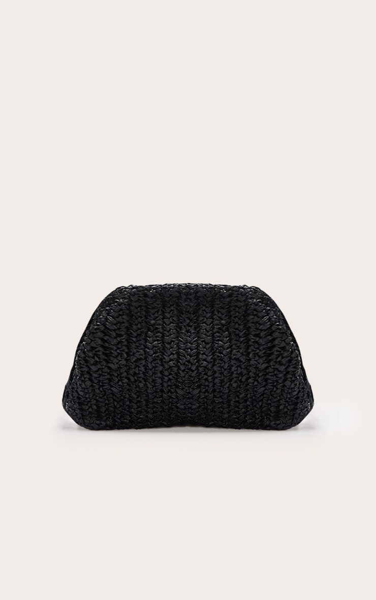 Black Slouchy Raffia Fringe Clutch | Accessories | PLT USA