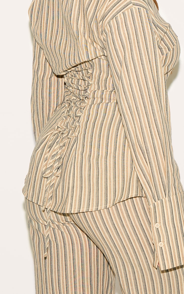 Shape Olive Striped Cinched Back Front Shirt | Shape ...