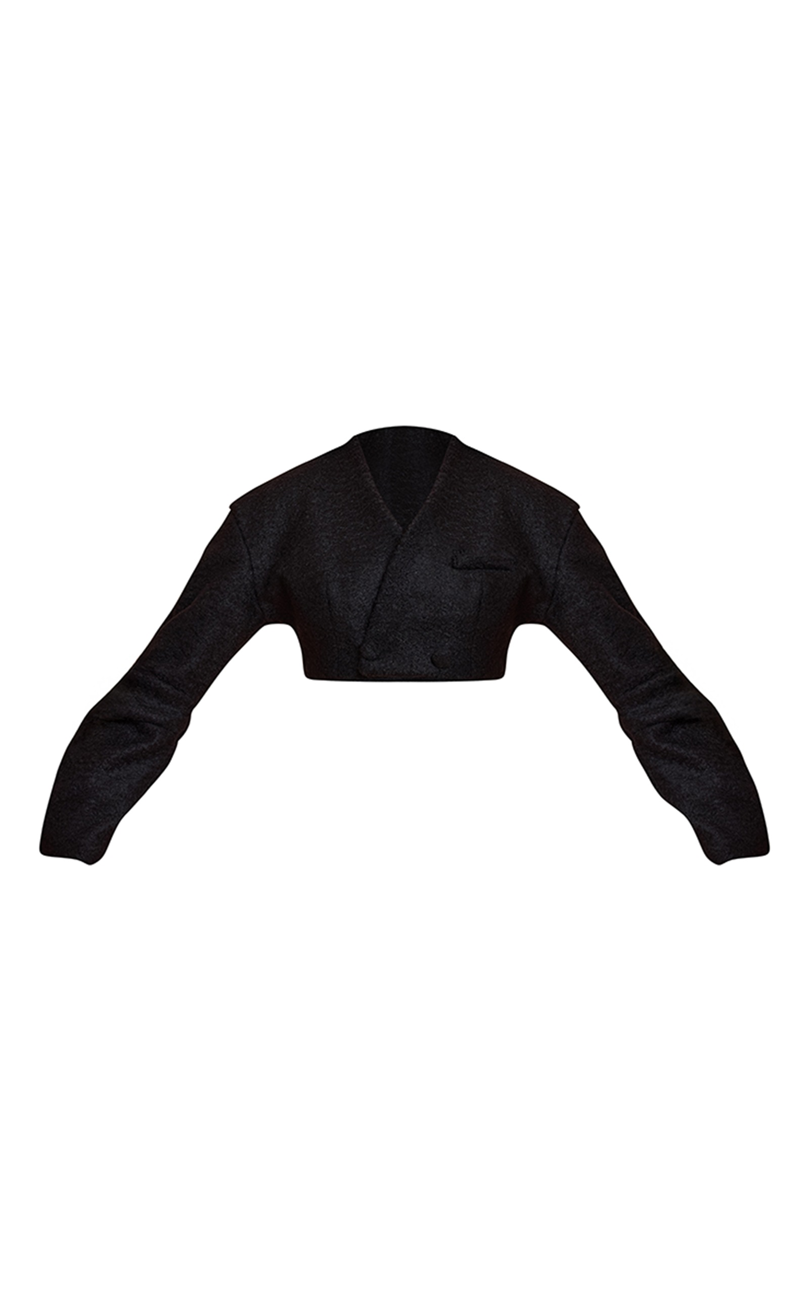 Shape Black Wool Over Cocoon Sleeve Crop Jacket | Shape | PLT USA