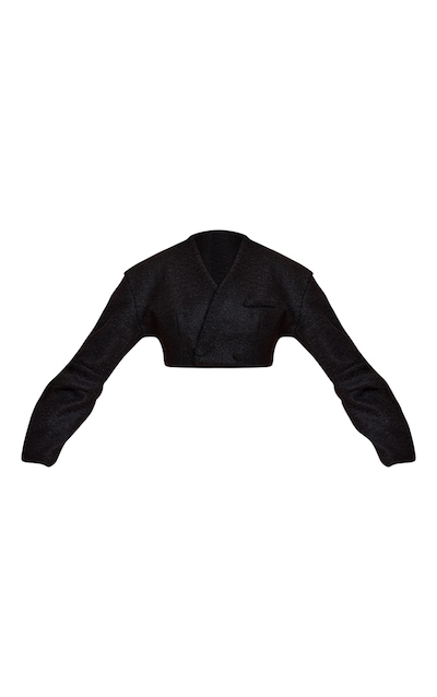 Shape Black Wool Over Cocoon Sleeve Crop Jacket | Shape | PLT