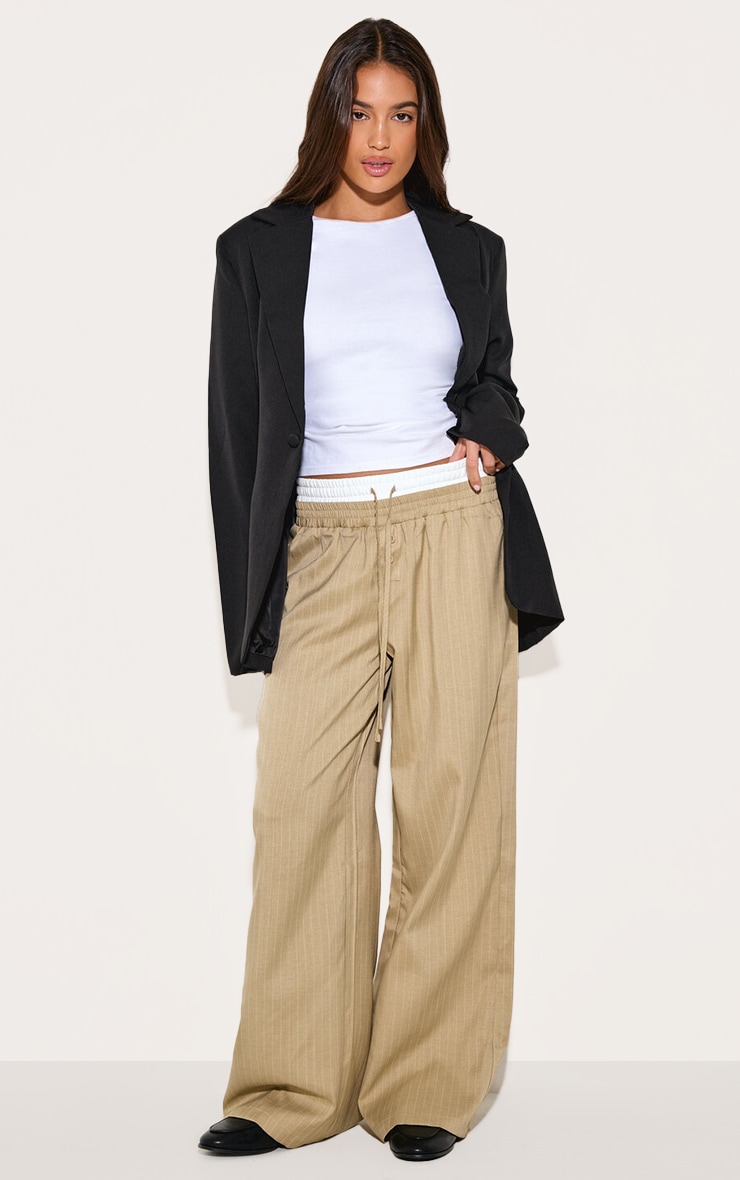 Olive Pinstripe Button Front Straight Leg Pants | Bottoms ...