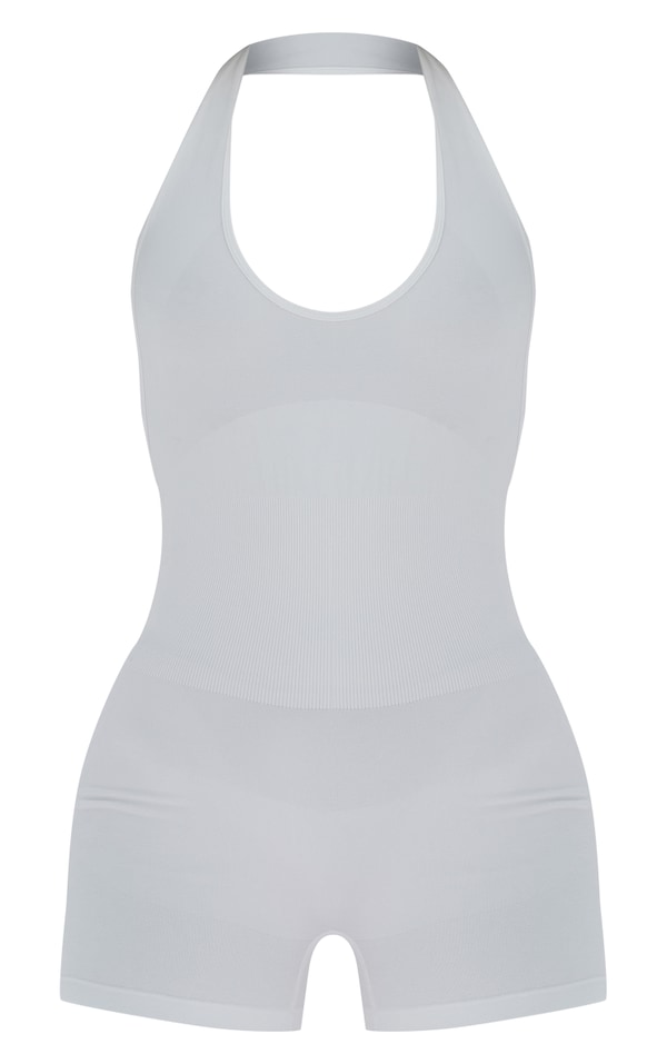 PLT Cream Seamless Halter Waist Panel Gym Unitard | Athleisure | PLT
