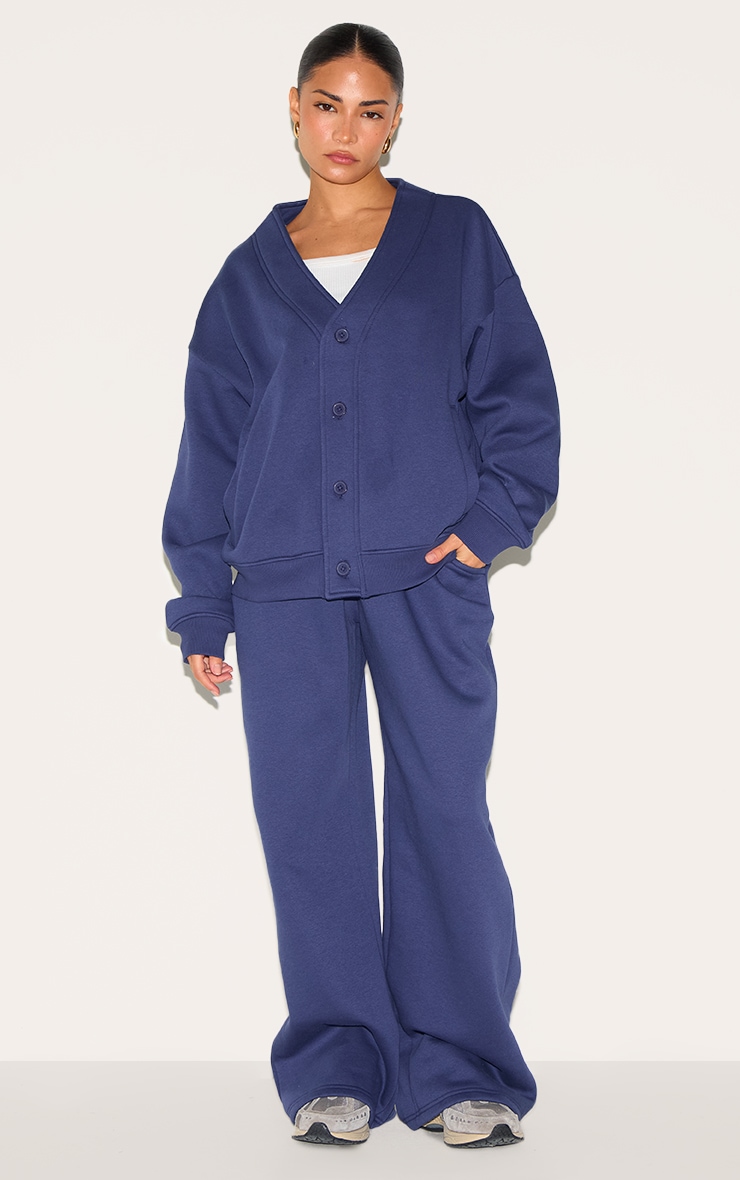 Petite Navy Button Up Side Pocket Sweatshirt | Petite | PLT