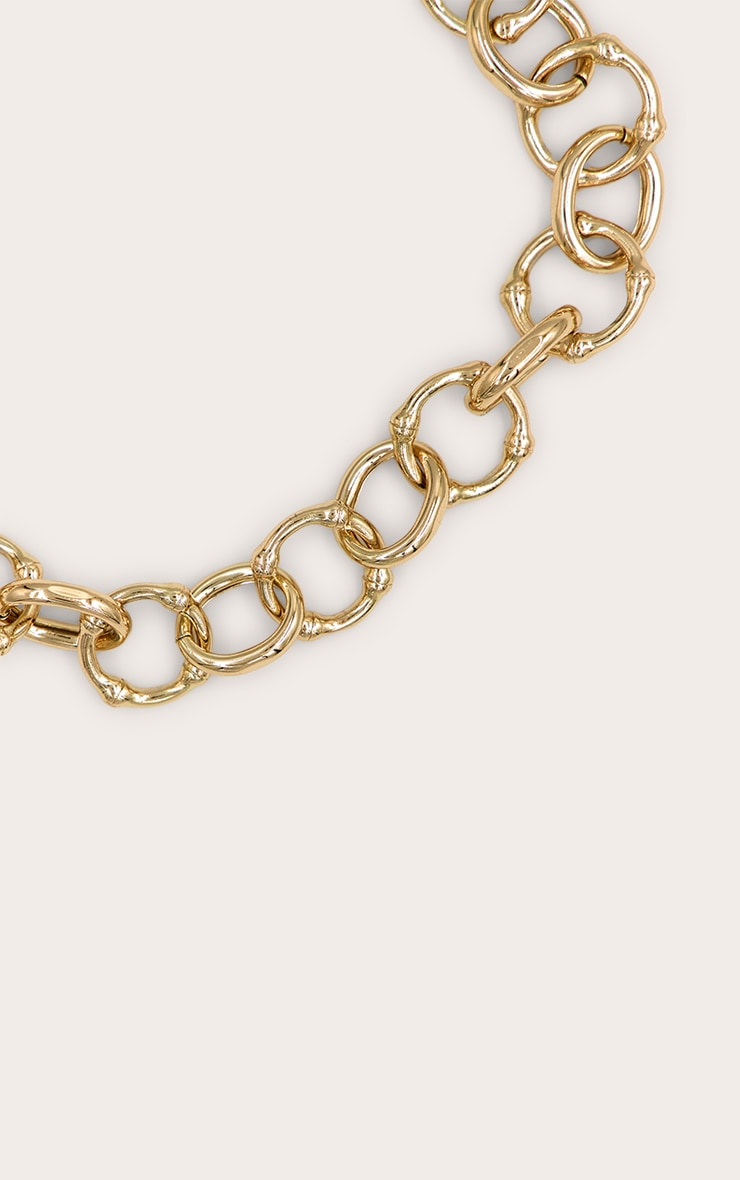 Gold Chunky Textured O-Ring Chain Necklace | Accessories | PLT