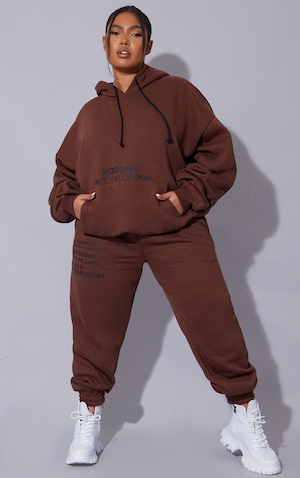 PLT Plus Chocolate Oversized Fit Graphic Hoodie | Plus Size ...