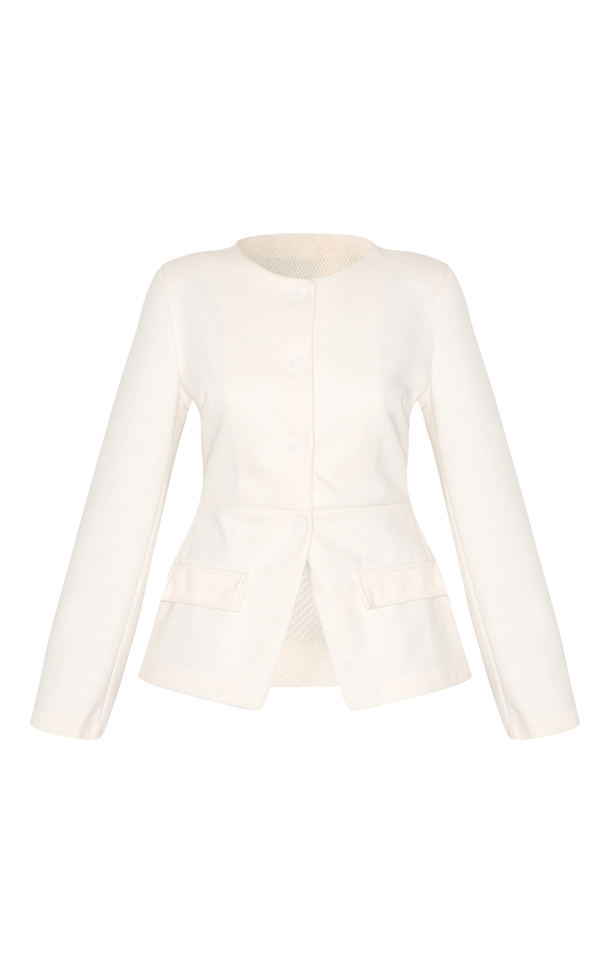 Cream Button Up Longline Collarless Blazer | Outerwear ...