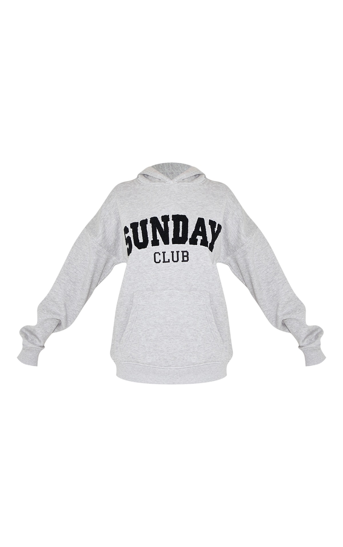 Ash Grey Oversized Sunday Borg Applique Hoodie | Sweat ...
