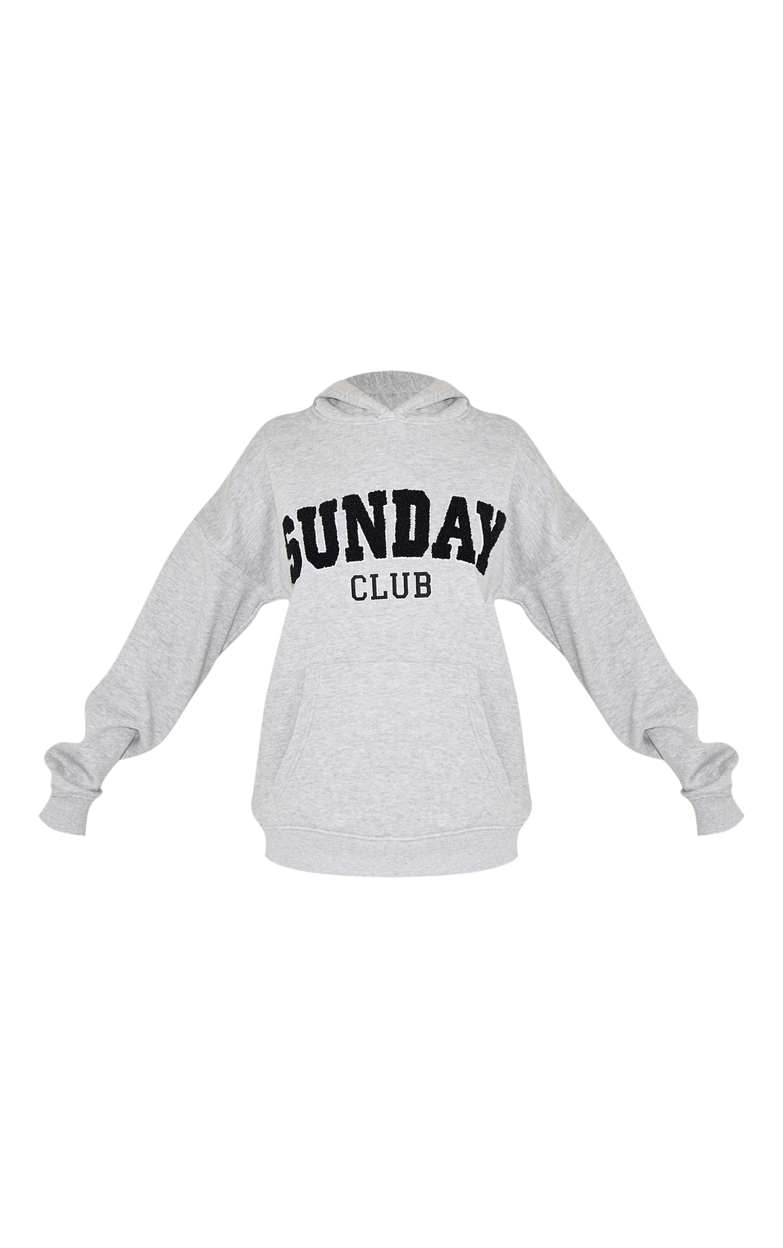 Ash Grey Oversized Sunday Borg Applique Hoodie | Athleisure | PLT AUS