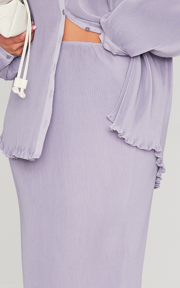 Plus Light Grey Plisse Midi Skirt | Plus Size | PrettyLittleThing AUS