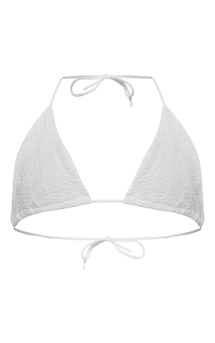 Plus White Textured Triangle Bikini Top Prettylittlething Uae