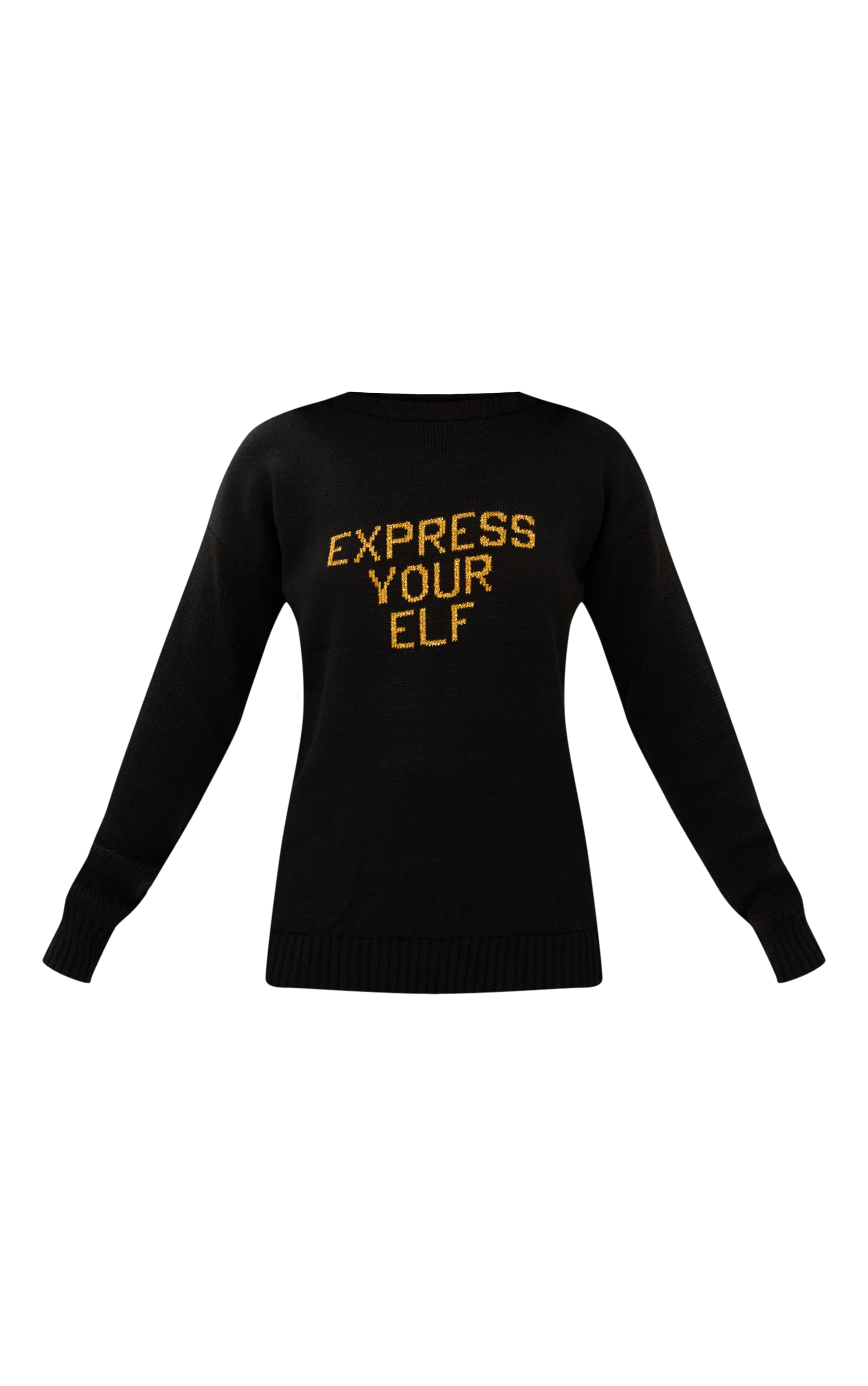 Black Express Your Elf Christmas Jumper | PrettyLittleThing AUS