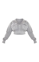 PLT Shape Grey Marl Washed Cargo Cropped Hoodie | Shape | PLT USA