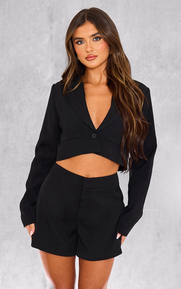 Black Tailored High Waist Shorts | Co-ords | PLT USA