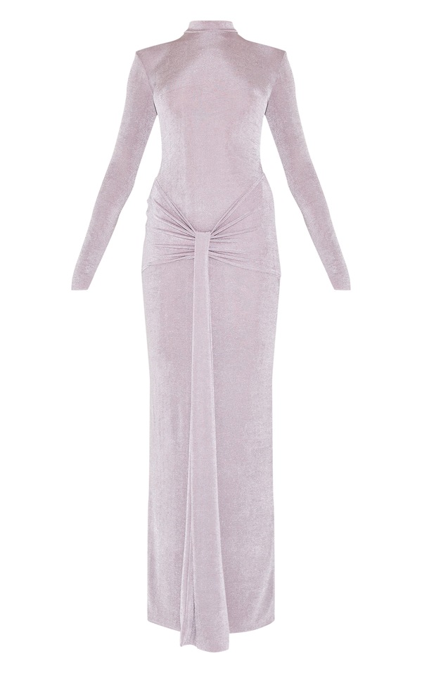 Mushroom Slinky Acetate Wrap Maxi Dress | Dresses | PrettyLittleThing USA