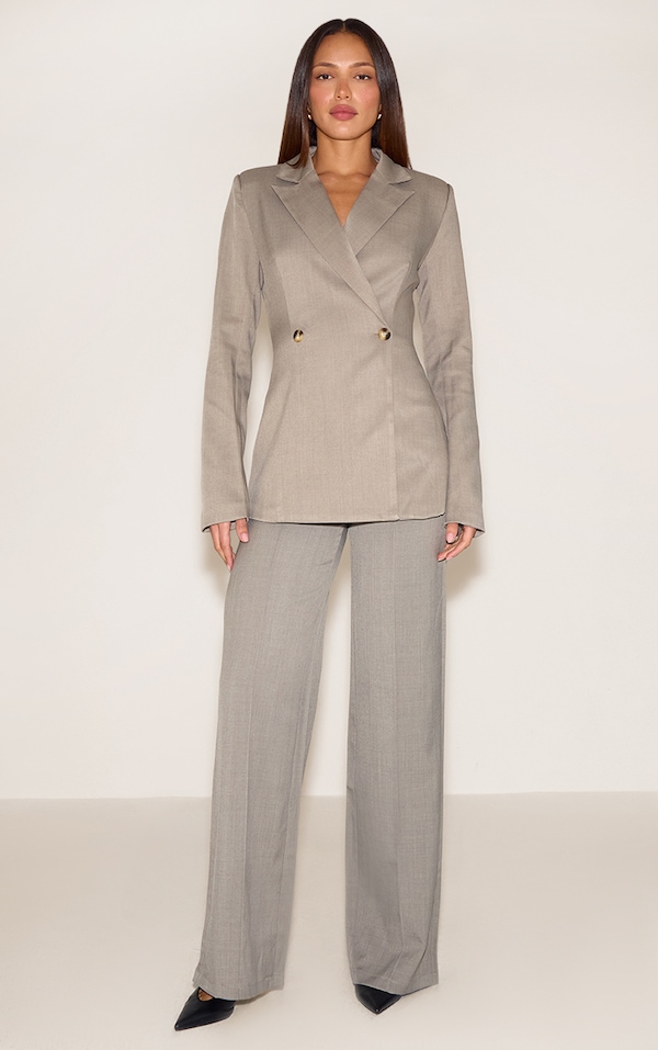 Tall Mocha Tailored Cinched Waist Fitted Blazer | Tall ...