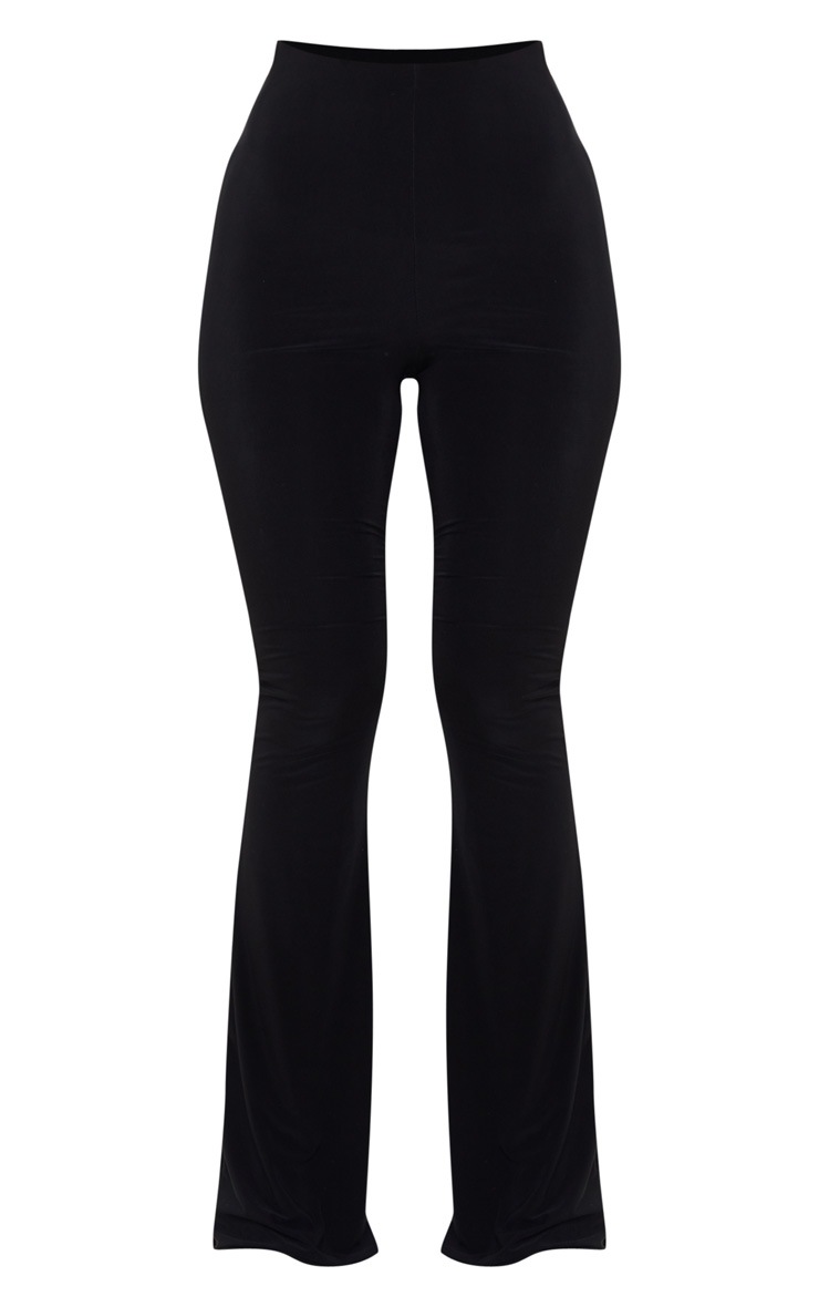 Black Flare Ruched Bum Slinky Pants | Bottoms | PLT USA