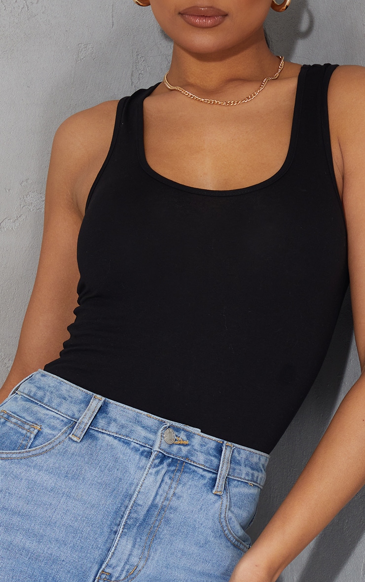 Basic Racer Back Black Bodysuit | Tops | PrettyLittleThing