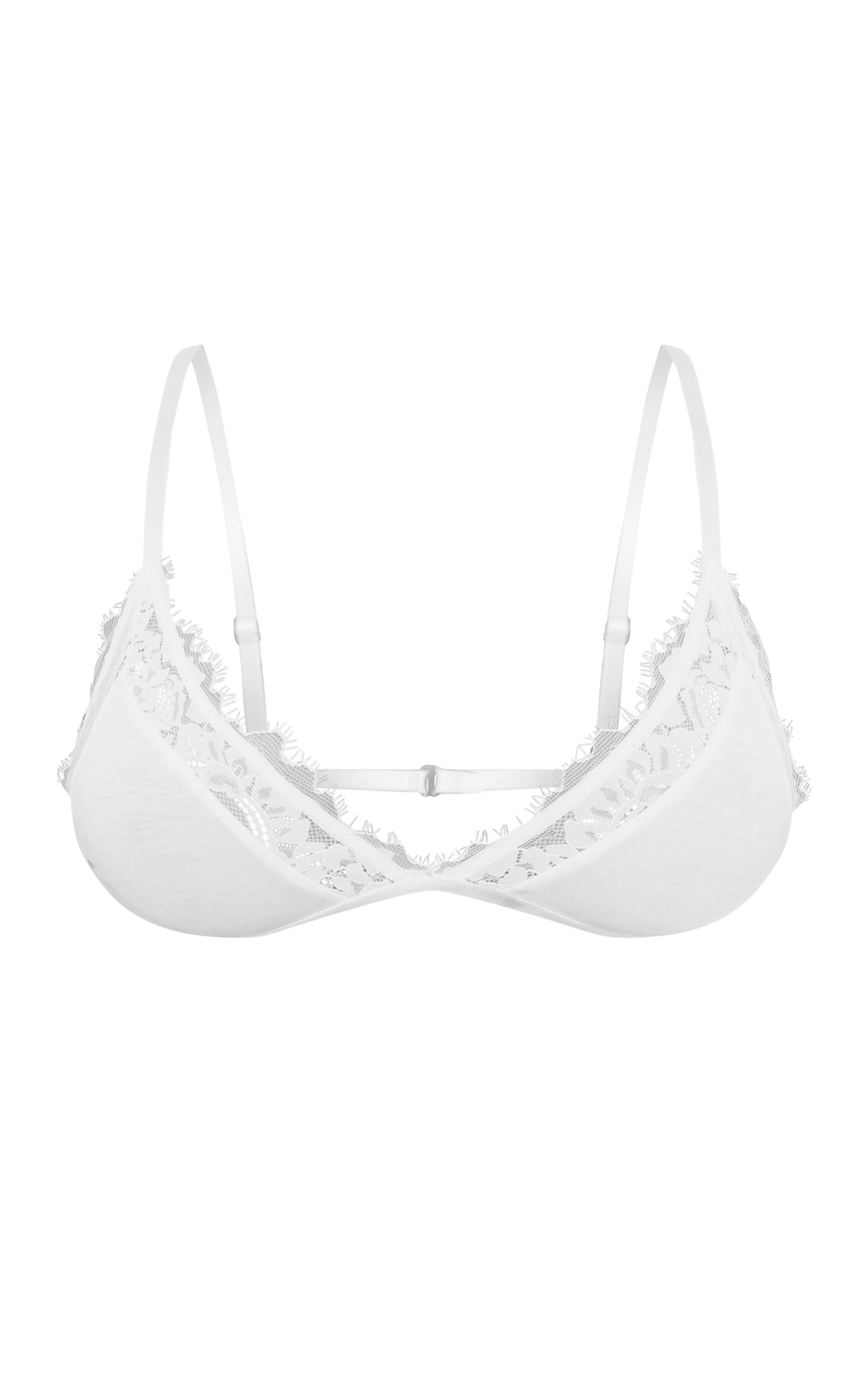 White Jersey Lace Trim Bralette | Lingerie & Nightwear | PLT USA