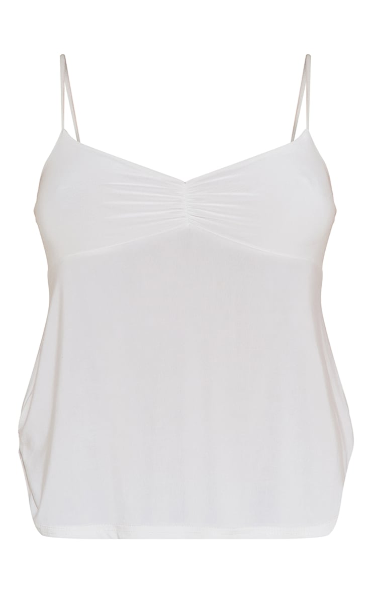 Cream Slinky Ruched Bust Cami Top | Tops | PrettyLittleThing USA