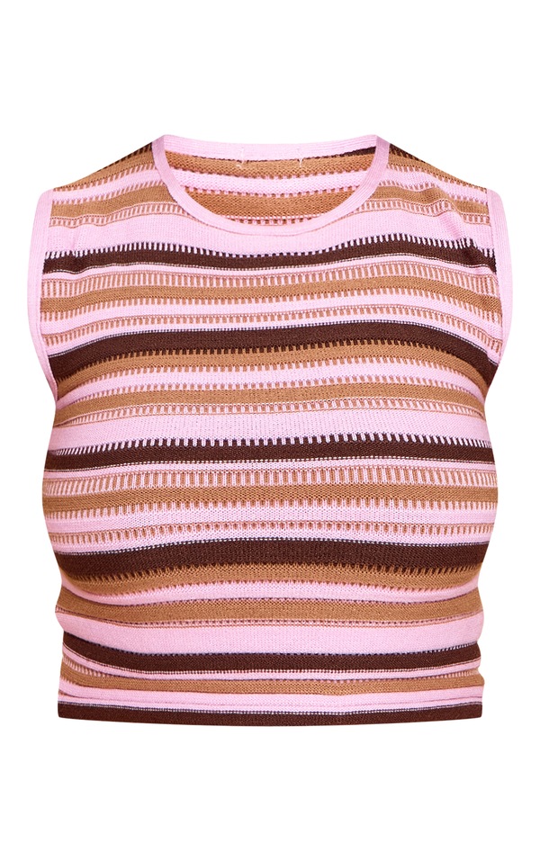 Shape Pink Knitted Stripped Vest Top | Shape | PrettyLittleThing USA