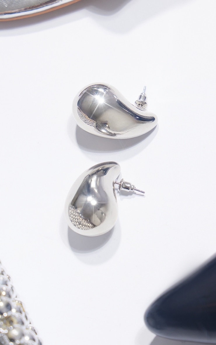Silver Tear Drop Mini Statement Earrings | Accessories | PrettyLittleThing AUS