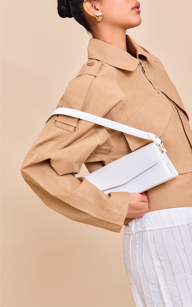 White Rectangle Fold Over Shoulder Bag | Accessories | PLT
