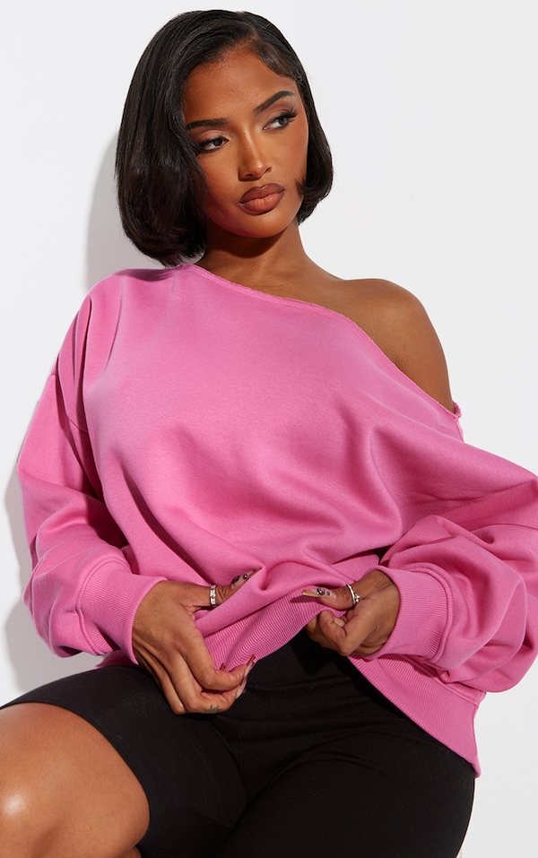 Shape Hot Pink Sweat Raw Edge Slouch Sweatshirt | Shape ...