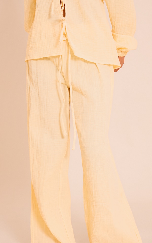Petite Lemon Cheesecloth Textured Wide Leg Pant | Petite | PLT AUS