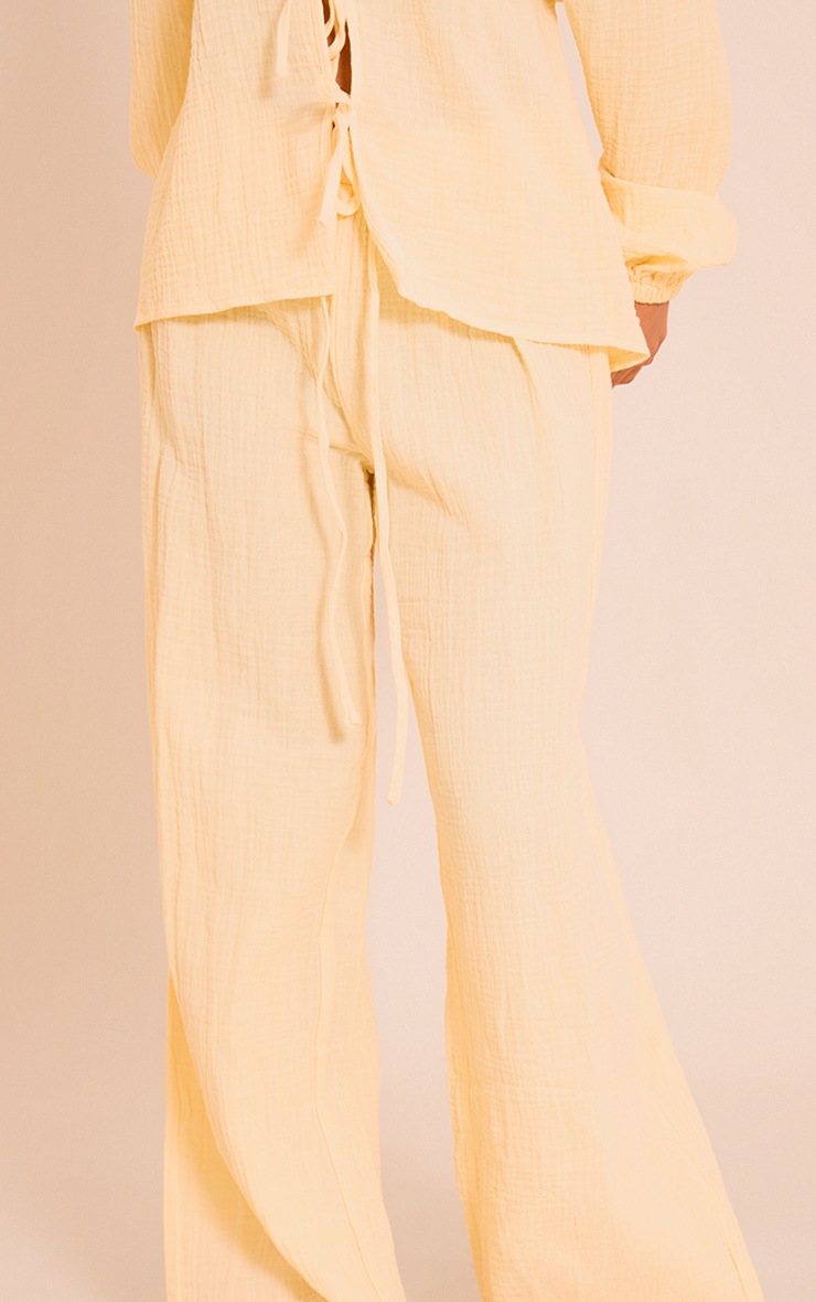 Petite Lemon Cheesecloth Textured Wide Leg Pant | Petite | PLT AUS