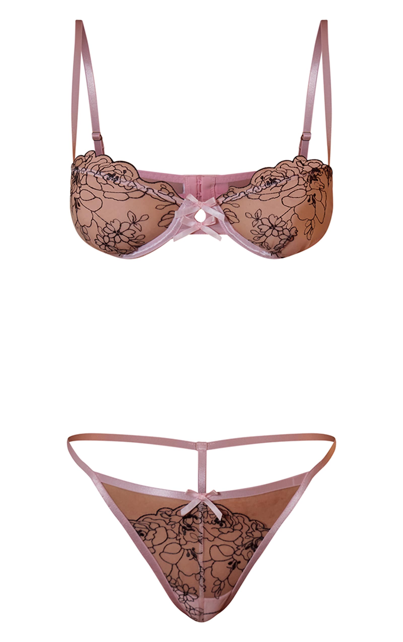 Baby Pink Floral Lace Detail Set | Lingerie & Nightwear | PLT IRE