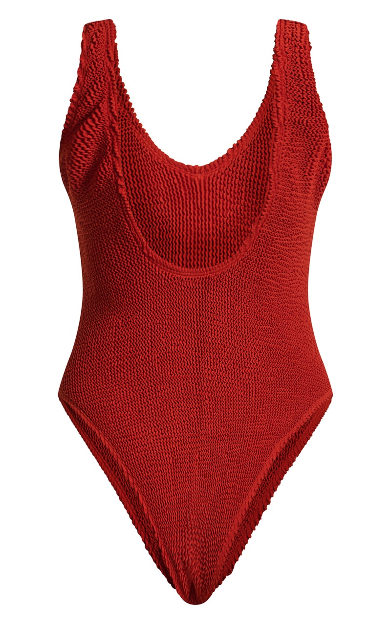 Rust Crinkle Plunge Swimsuit | Swimwear | PLT USA