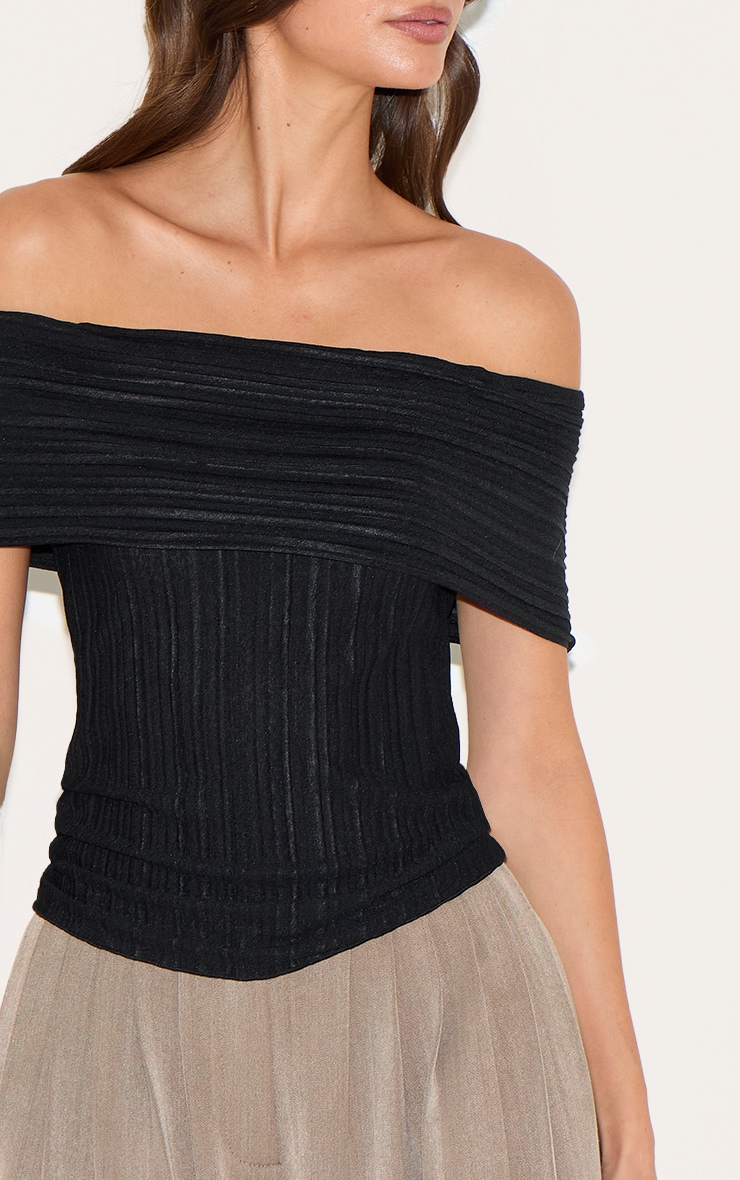 Black Rib Style Fold Over Top | Tops | PLT