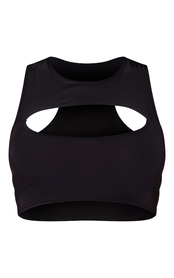 Black Slinky Slit Crop Top | Tops | PrettyLittleThing AUS