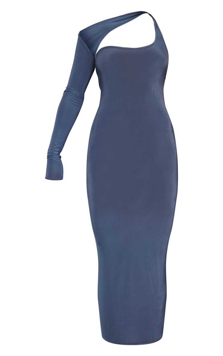 Charcoal Slinky One Shoulder Midaxi Dress | PrettyLittleThing AUS