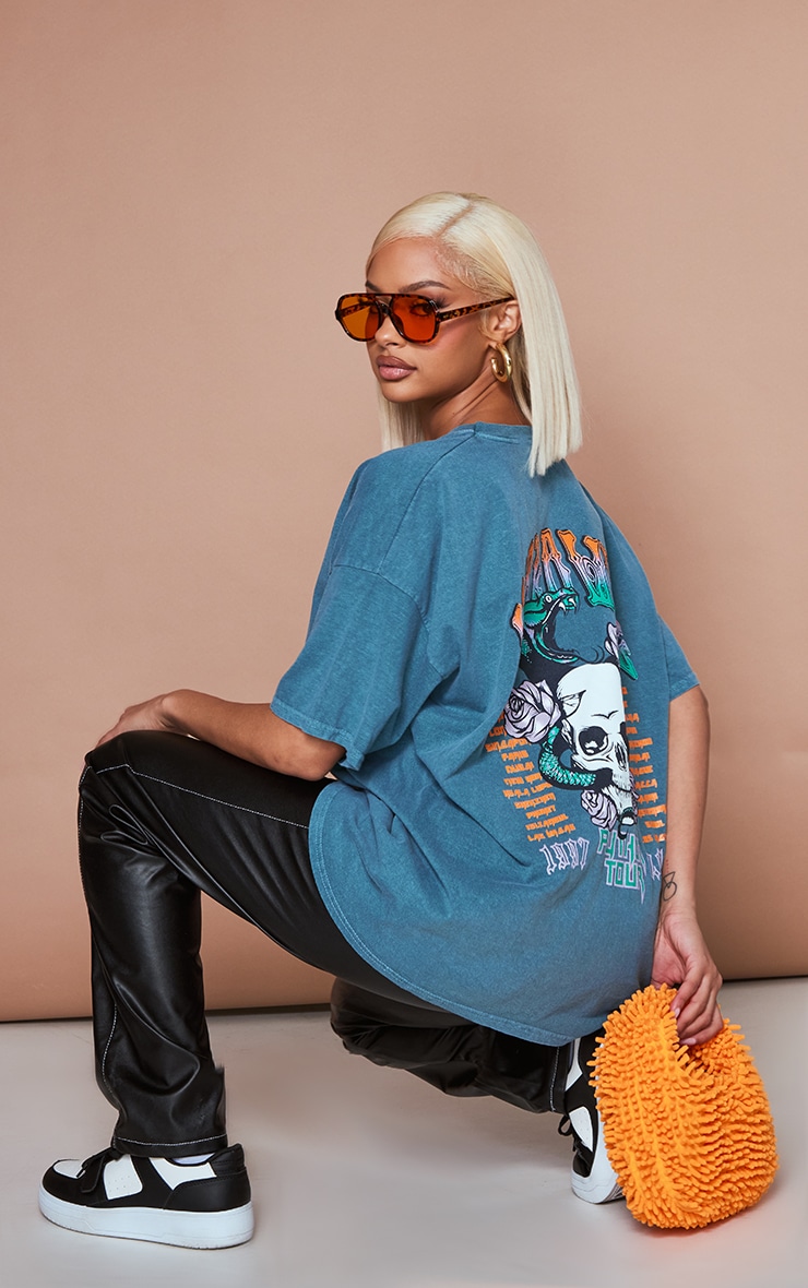 Teal Worldwide Back Print T Shirt | Tops | PLT