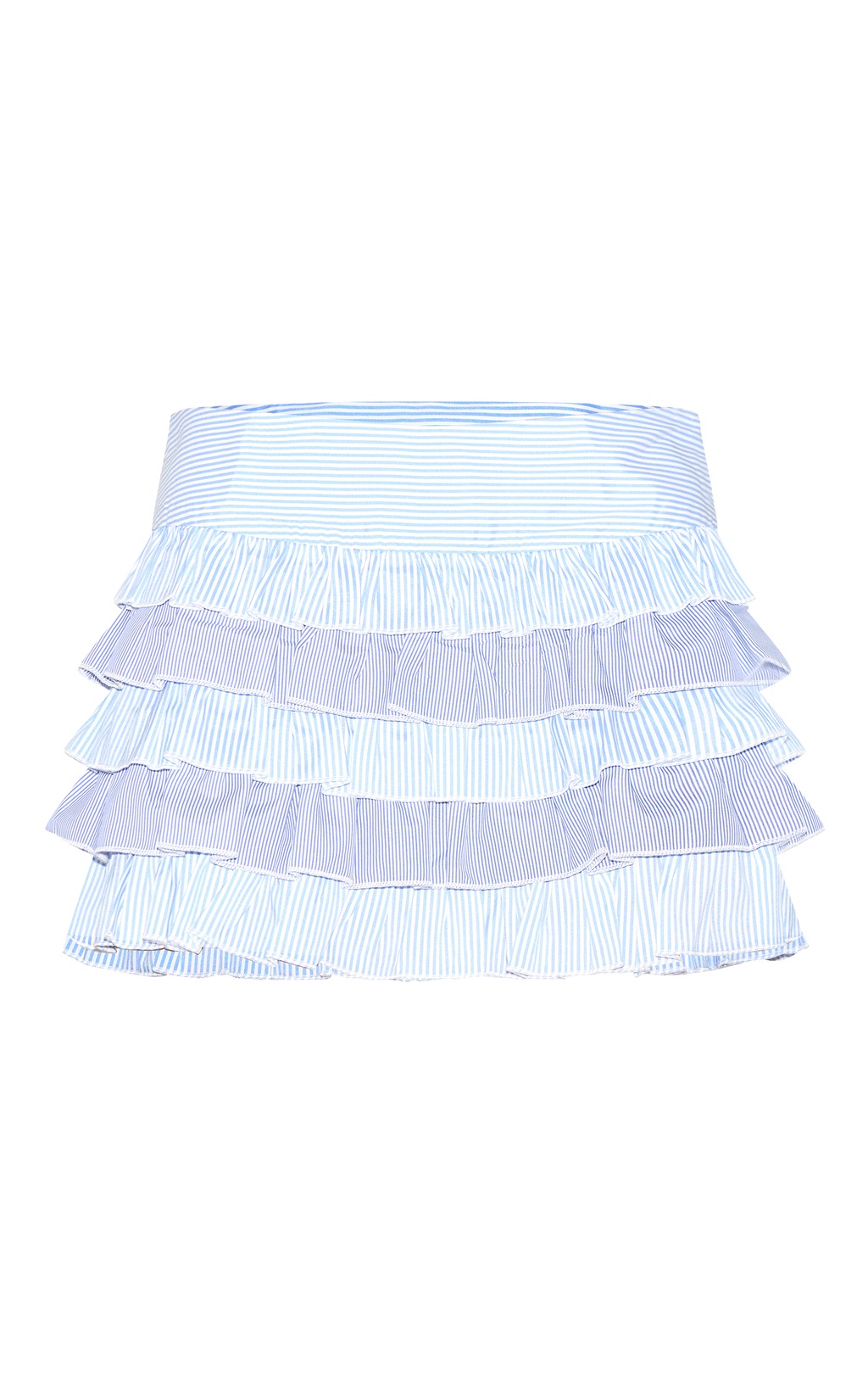 Blue Contrast Pinstripe Poplin Rara Mini Skirt | Bottoms | PLT