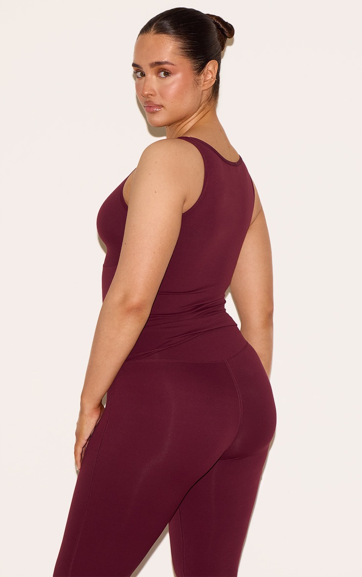 Shape Wine Active Ruched V Neck Longline Top | Shape | PrettyLittleThing