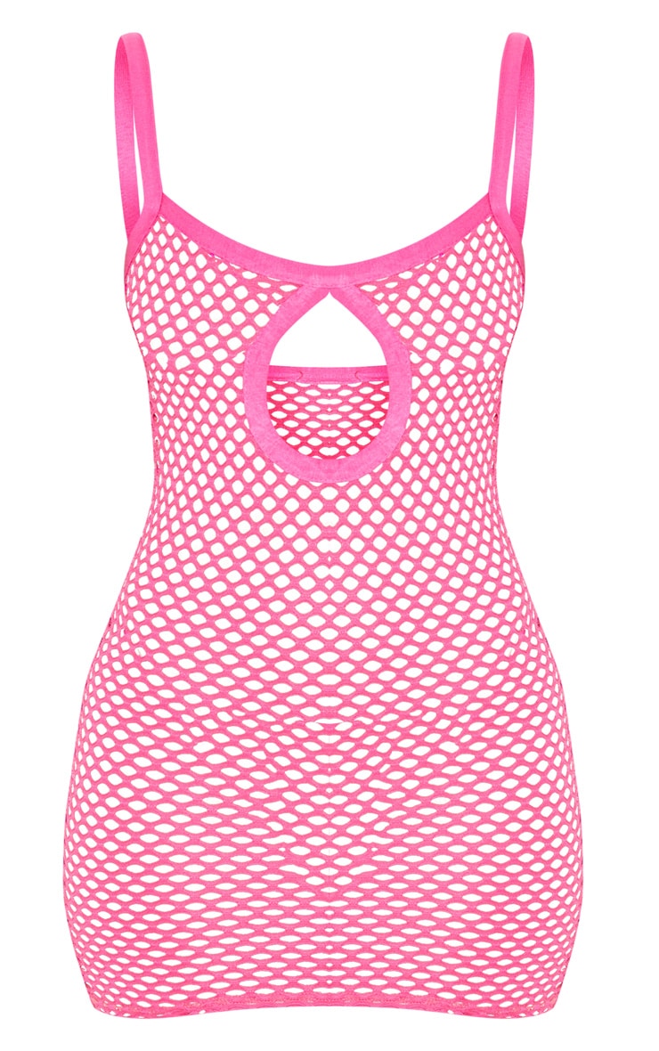 Pink Fishnet Cut Out Beach Dress | Swimwear | PrettyLittleThing