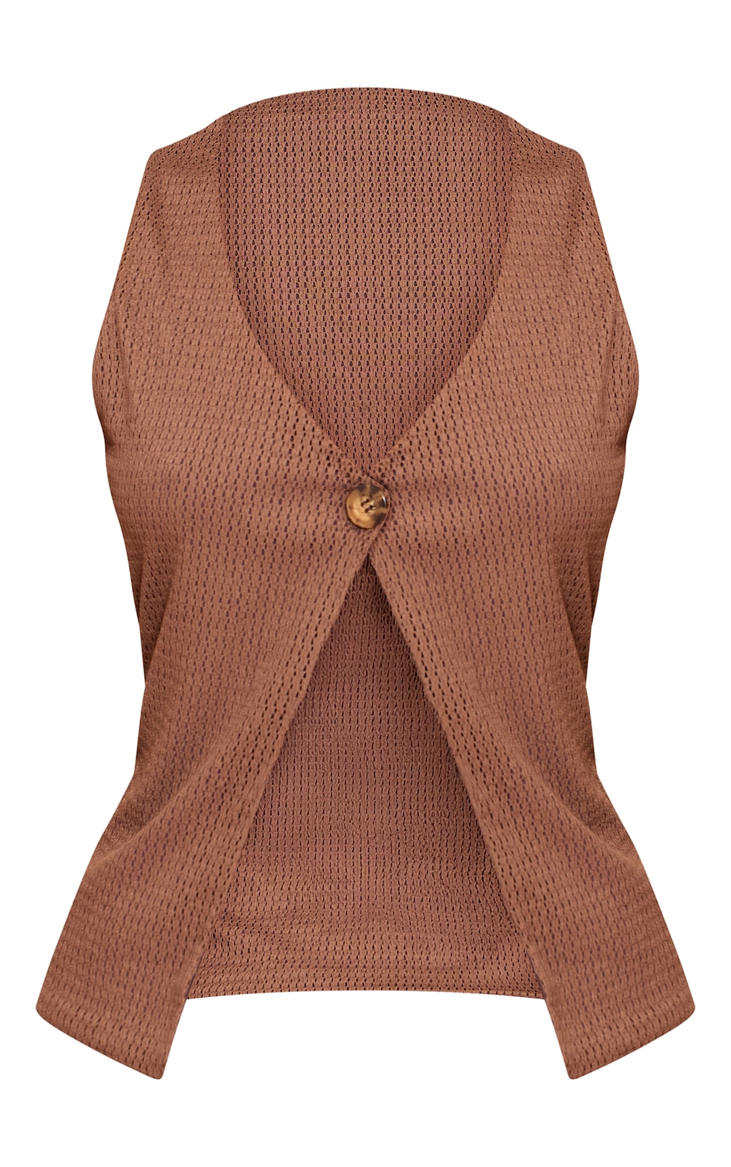 Chocolate Textured Split Hem Waistcoat | Co-ords | PLT