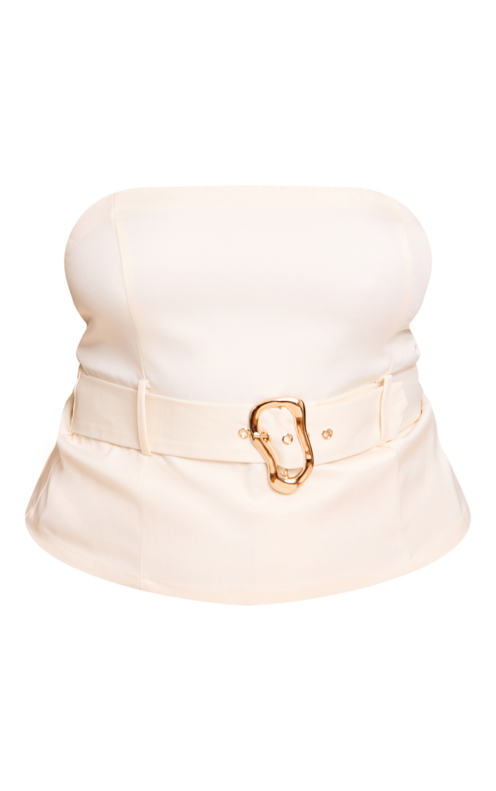 Plus Cream Woven Belted Trim Detail Bandeau Top | Plus Size | PLT