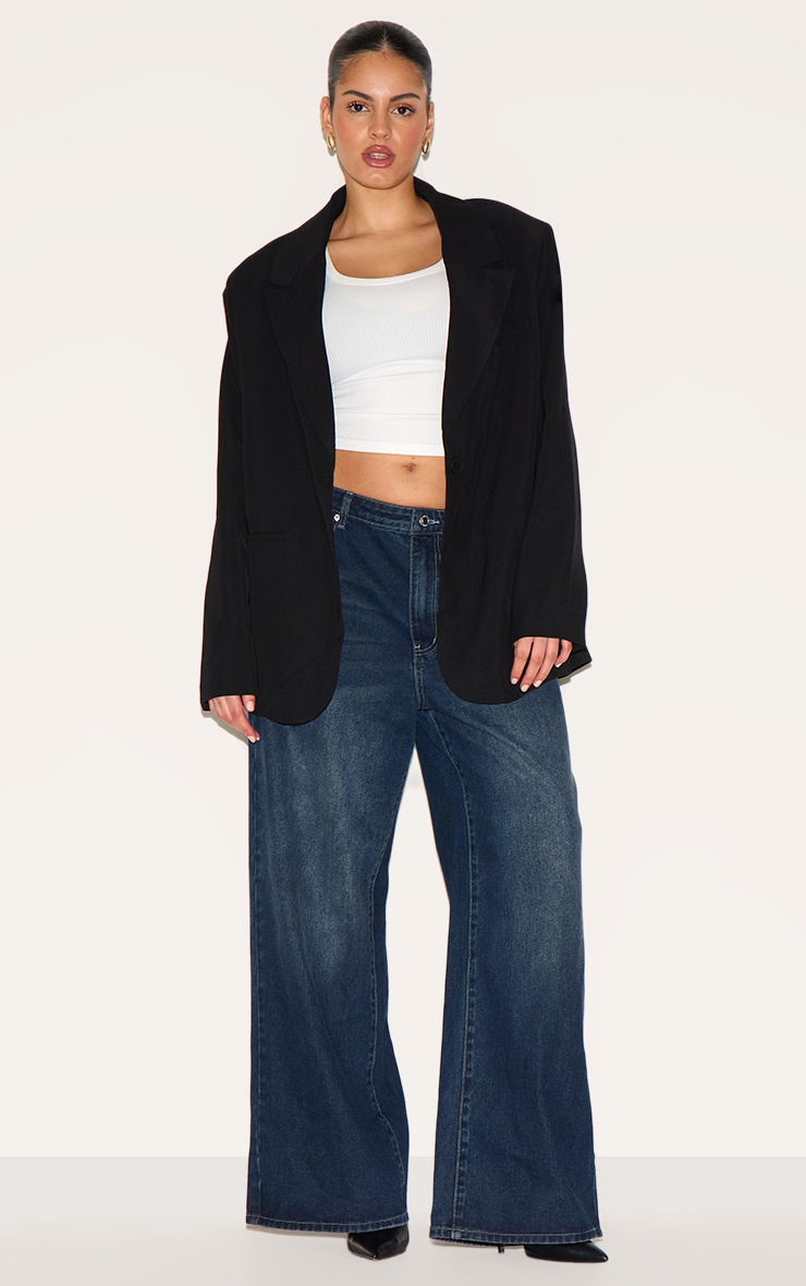 Plus Extreme Black Exaggerated Collar Blazer | Plus Size | PLT