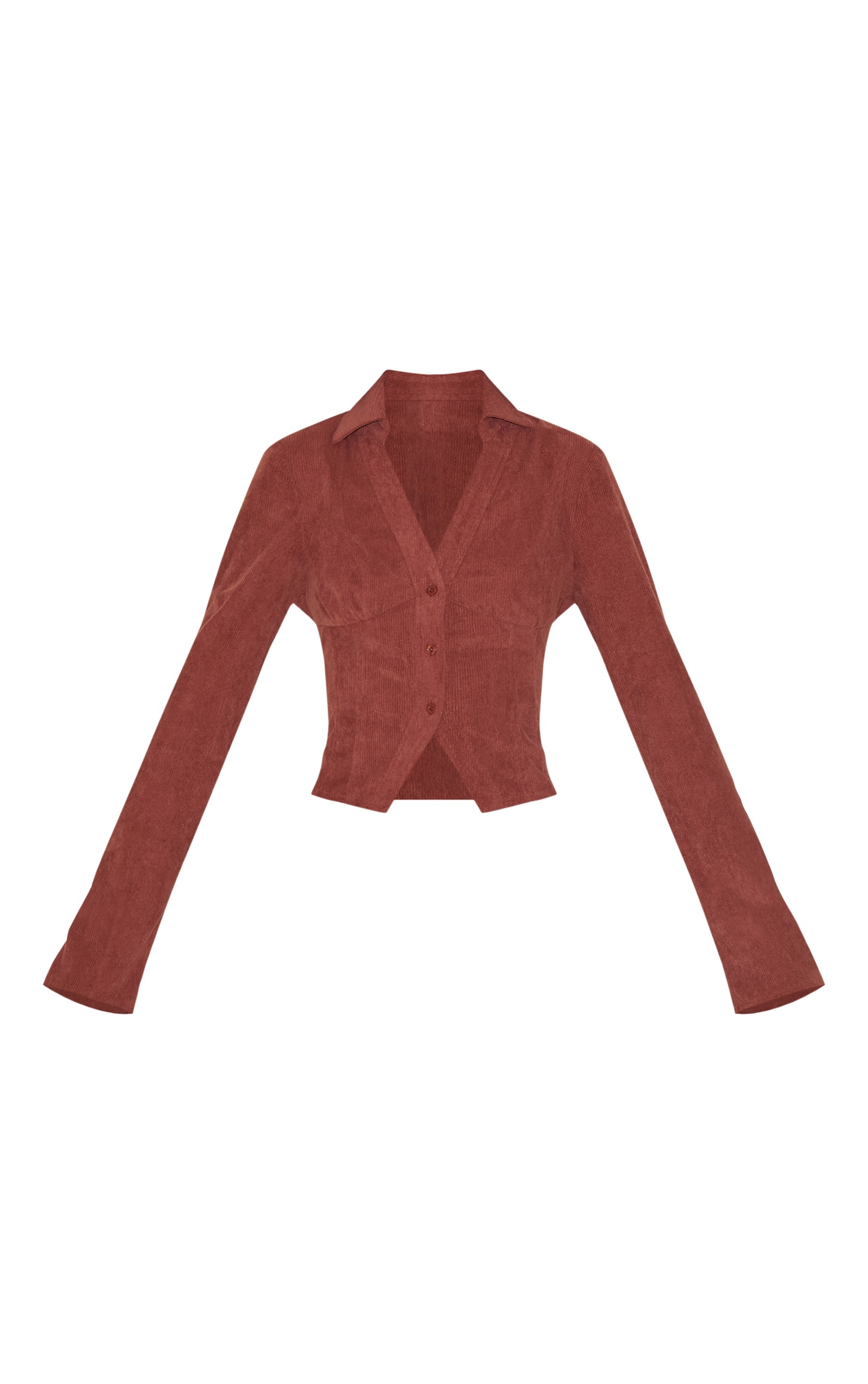 Brown Corduroy Fitted Shirt | Tops | PLT USA