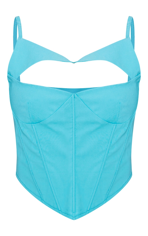 Bright Blue Stretch Woven Cut Out Corset | PrettyLittleThing USA