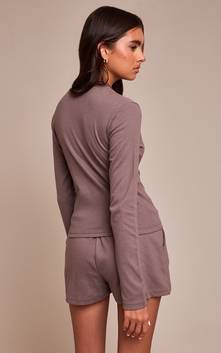 Deep Taupe Button Up Soft Touch Top | Co-ords | PLT