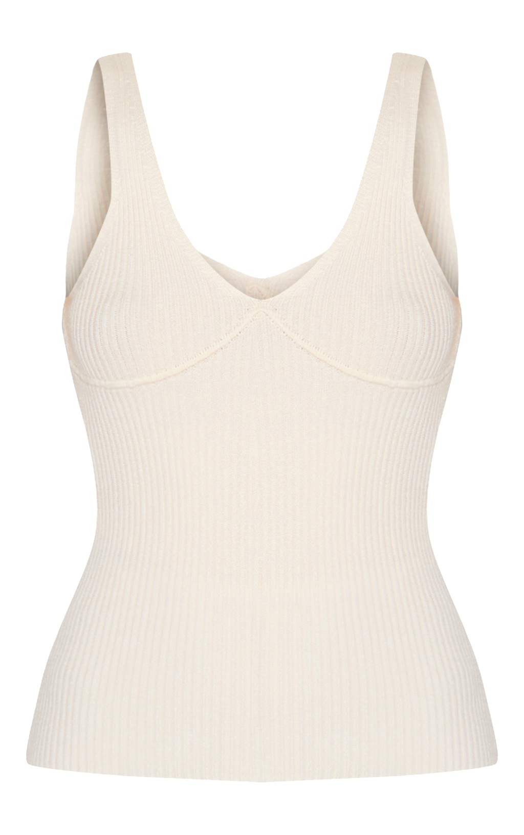 Tall Cream Knitted Ribbed Longline Tank Top | Tall | PLT