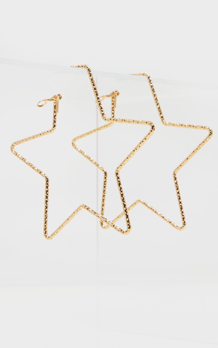 Gold Star Shape Hoop Earrings | Accessories | PrettyLittleThing